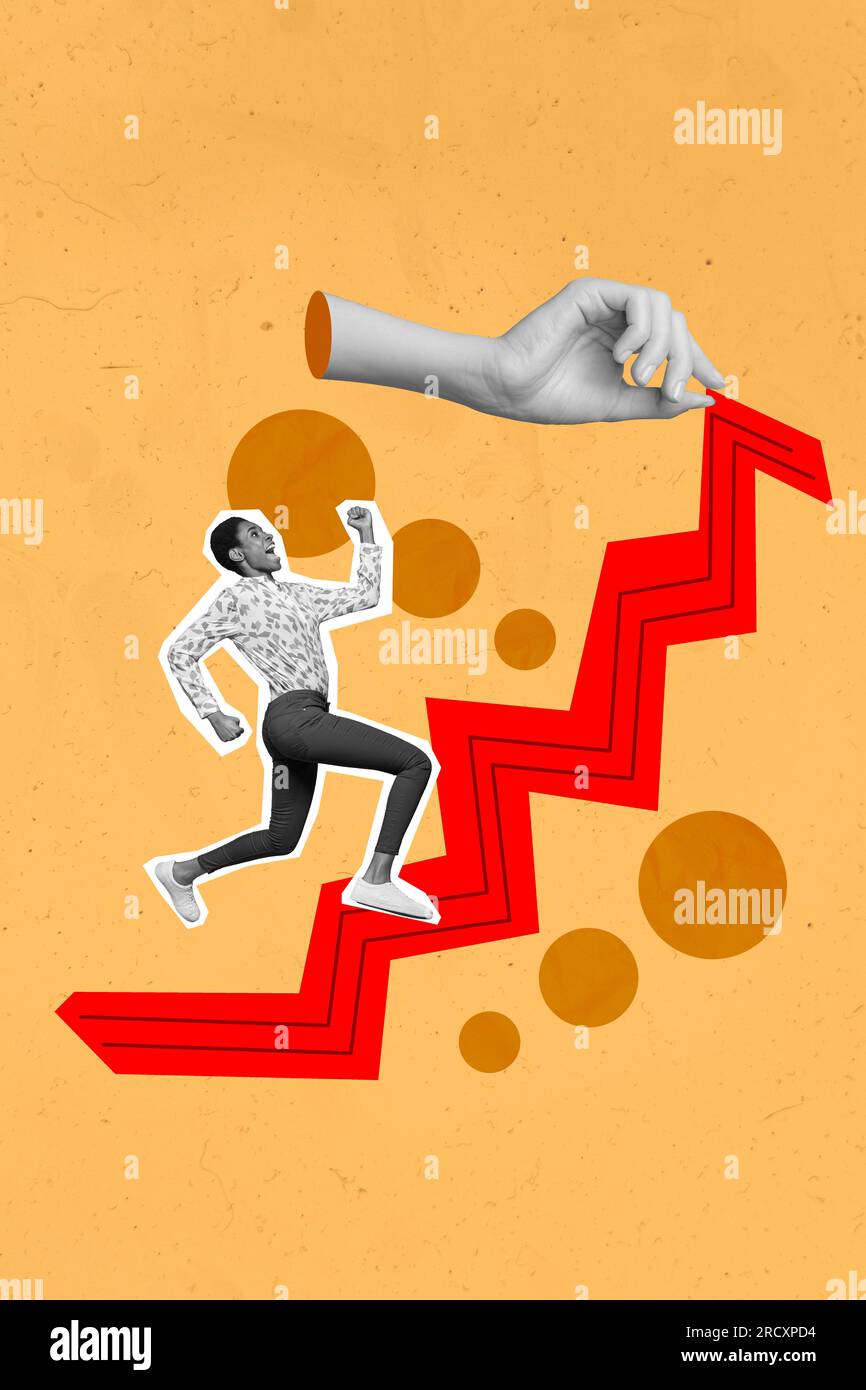 Image 3d picture collage poster of hardworking persistent girl running ...