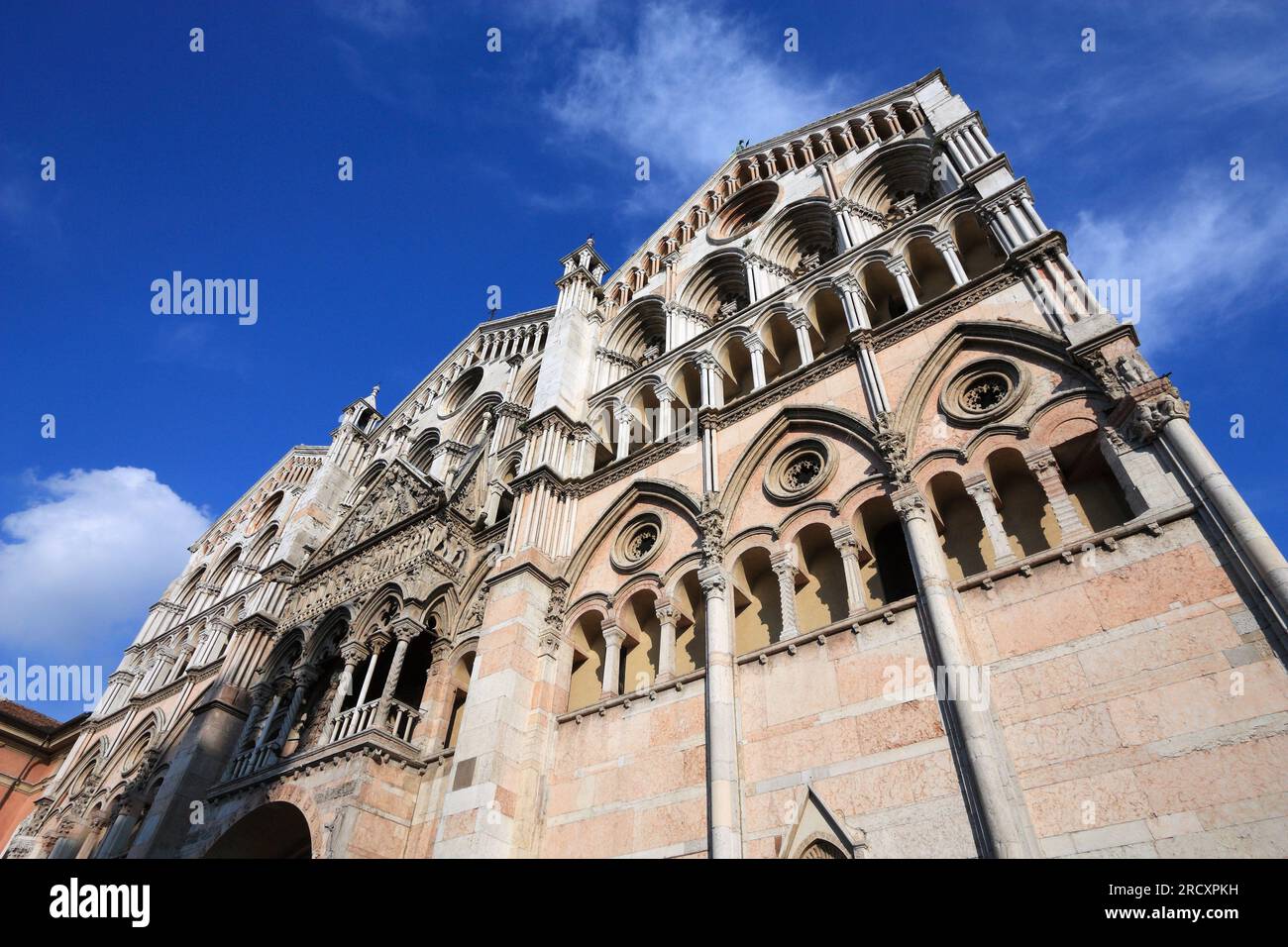 Ferrara Cathedral facade - landmark in Northern Italy. Roman Catholic ...