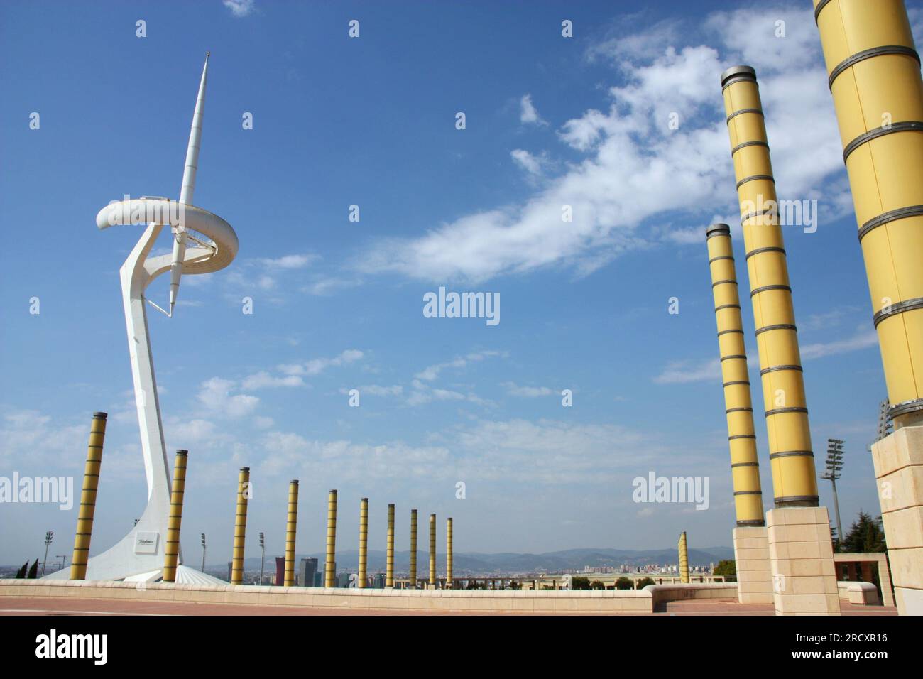 BARCELONA, SPAIN - SEPTEMBER 10, 2009: Santiago Calatrava tower in ...