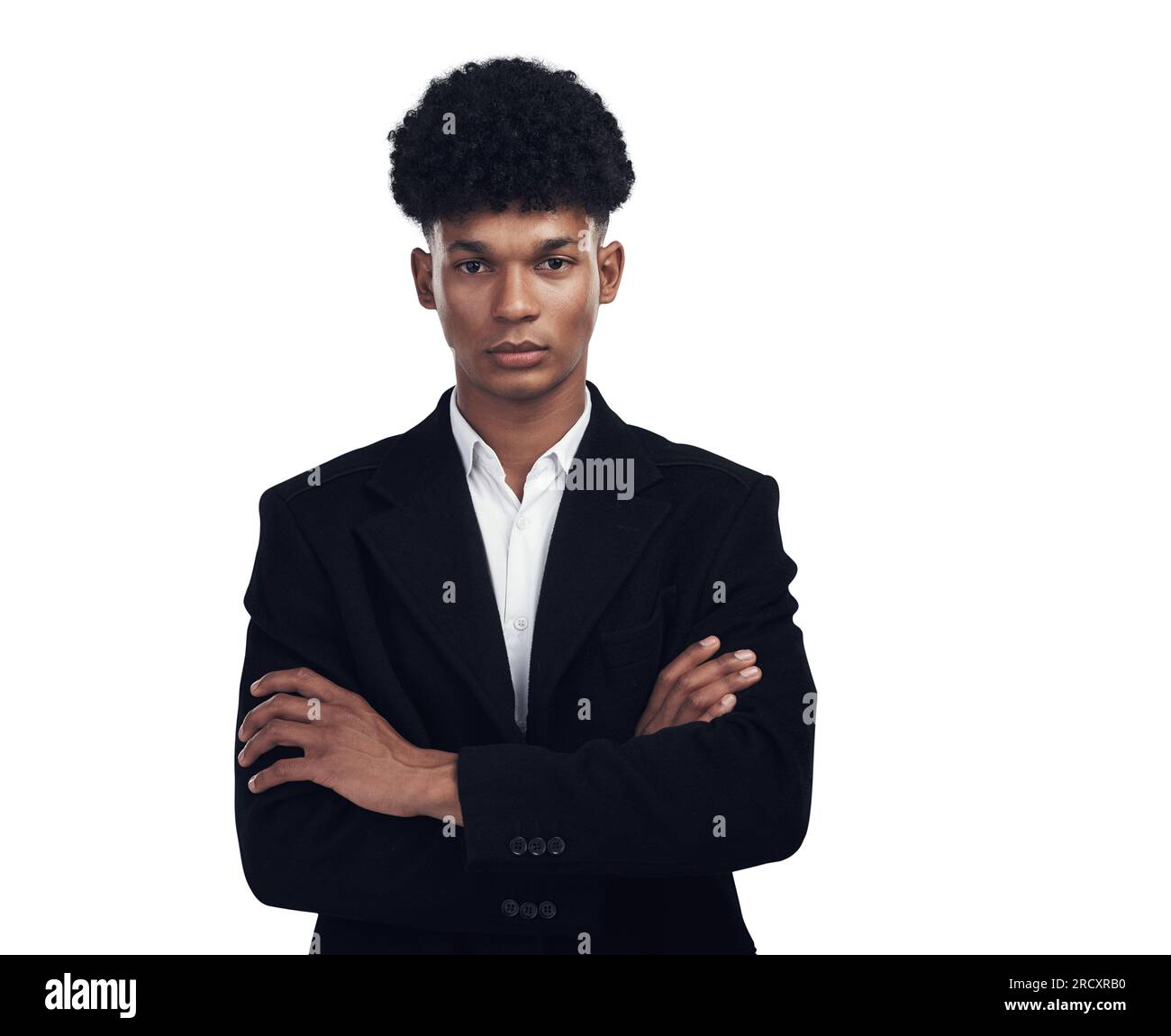 Fashion, crossed arms and portrait of a man with confidence in a formal ...
