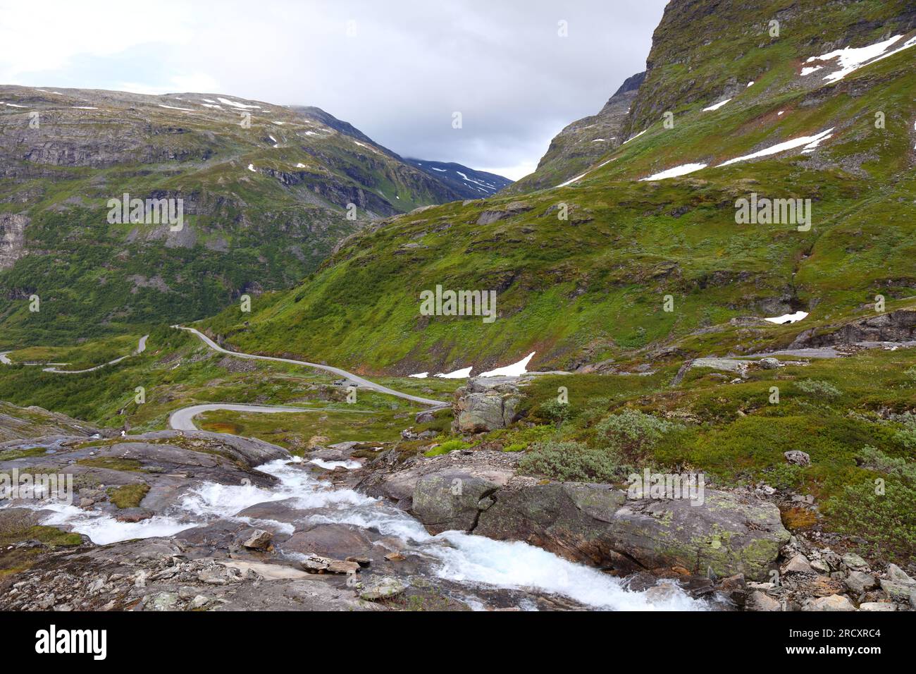 Winter in summer - snow in Norway. Sunnmore Alps mountain landscape ...