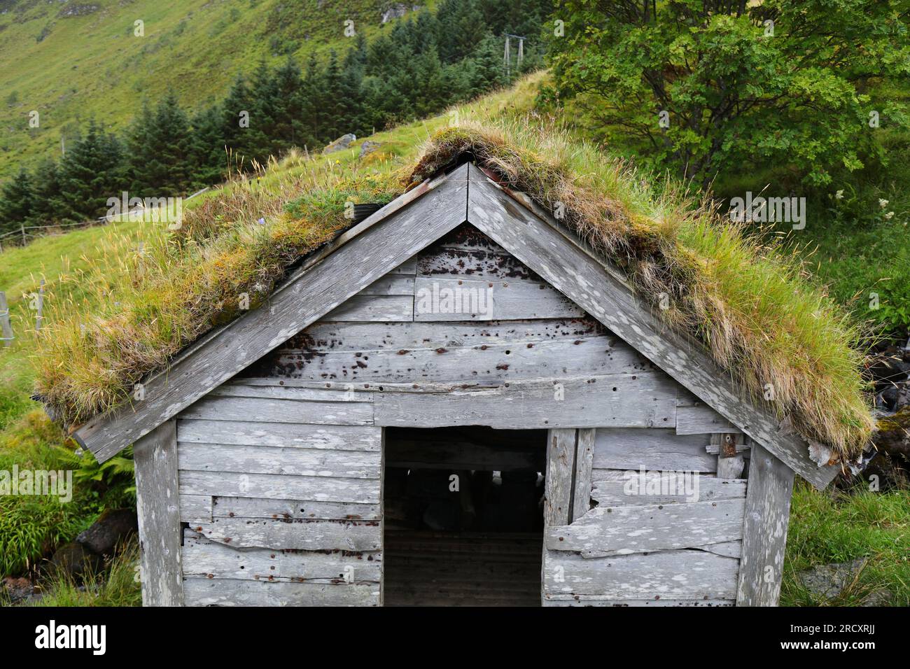 Wooden shelter for sheep and herders in Runde Island, Norway ...