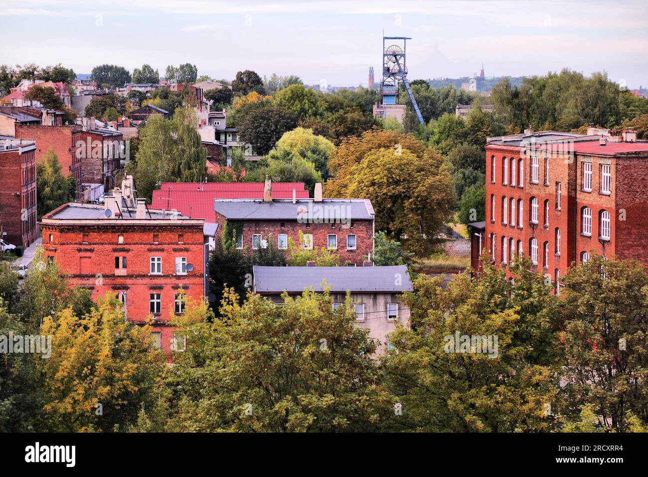 Bytom city in Poland. Cityscape with former industrial architecture ...