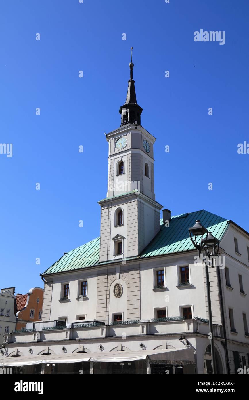 Gliwice city in Poland. Gliwice city hall at the main city square ...