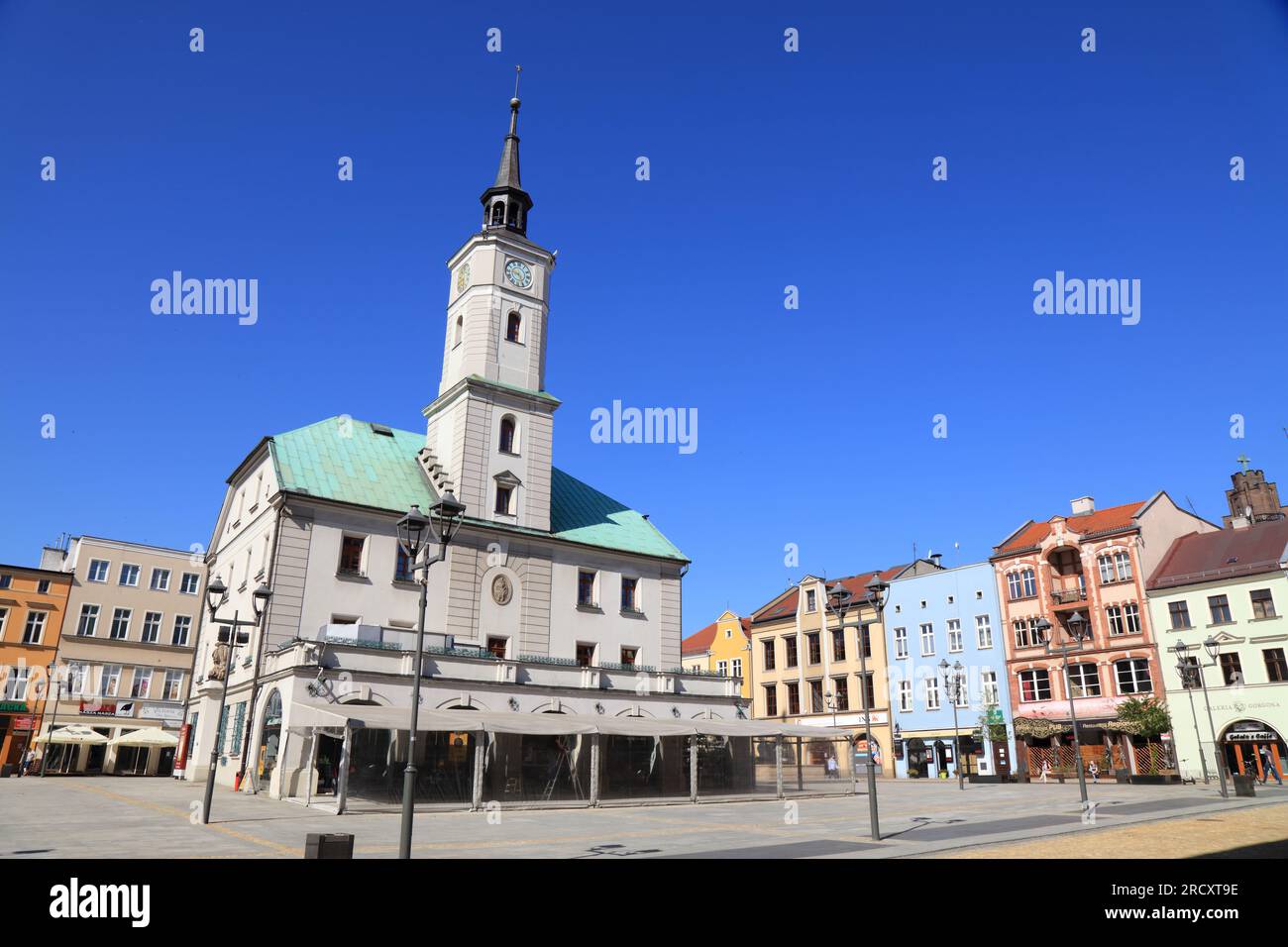 GLIWICE, POLAND - MAY 11, 2021: Town square Rynek in Gliwice city in ...