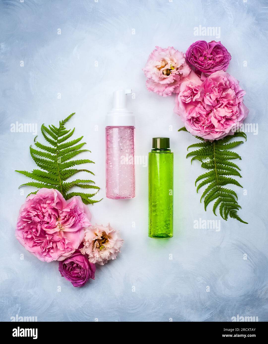 Set of skin care product and flowers Stock Photo - Alamy