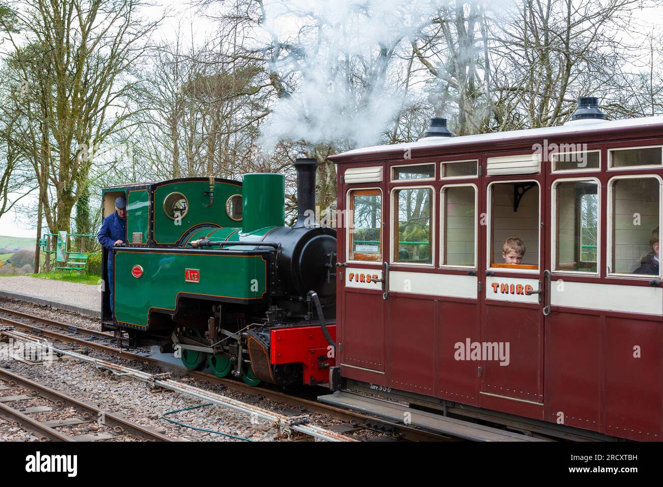 Steam train at Woody Bay station on the Lynton and Barnstaple railway ...