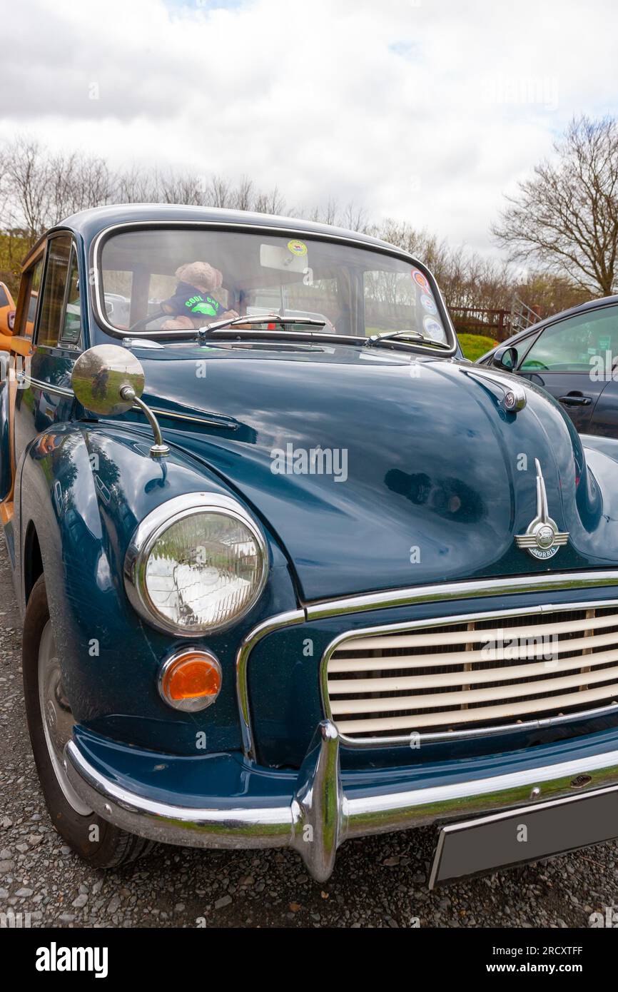 Morris Minor Traveller ("half-timbered Morris") at Woody Bay station ...