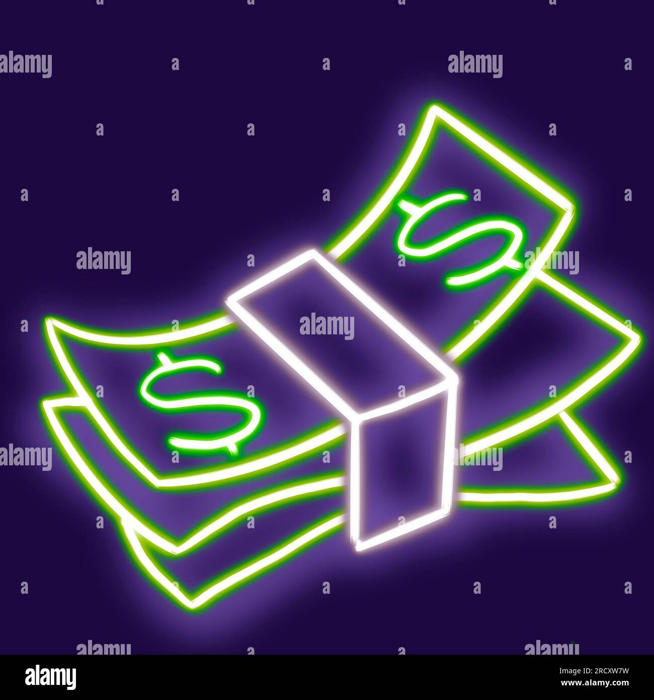 banknote dollars sign symbol glowing desktop icon, neon sticker, money ...
