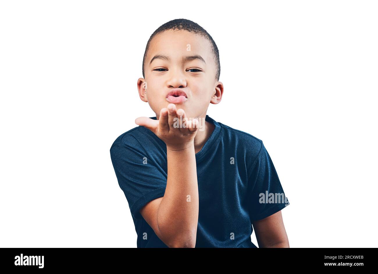 Boy child, blowing air kiss and happy portrait for flirting, motivation ...