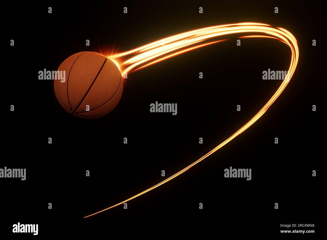 A basketball sport ball flying through the air with a flowing ...