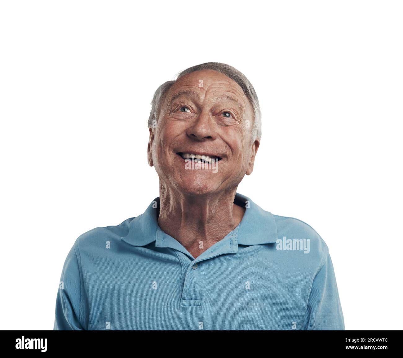 Happy, excited and face of senior man with smile on isolated, png and ...