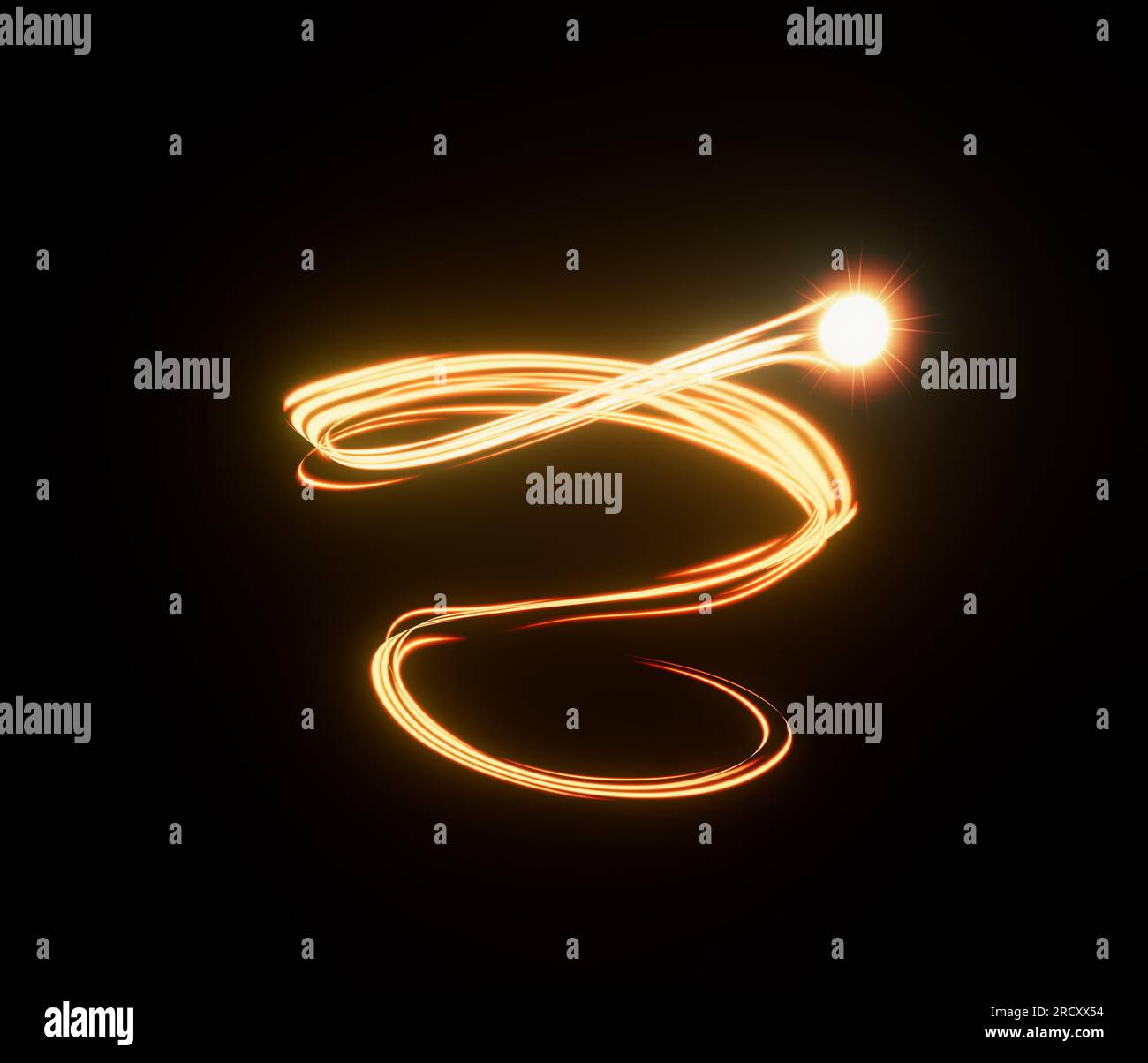 A flowing travelling trail of glowing wispy lights on an isolated ...