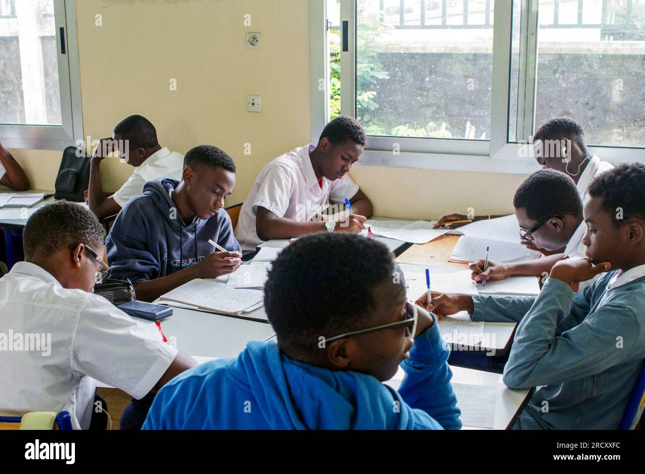 Students of a senior class in their classroom at the Henri Sylvose high ...