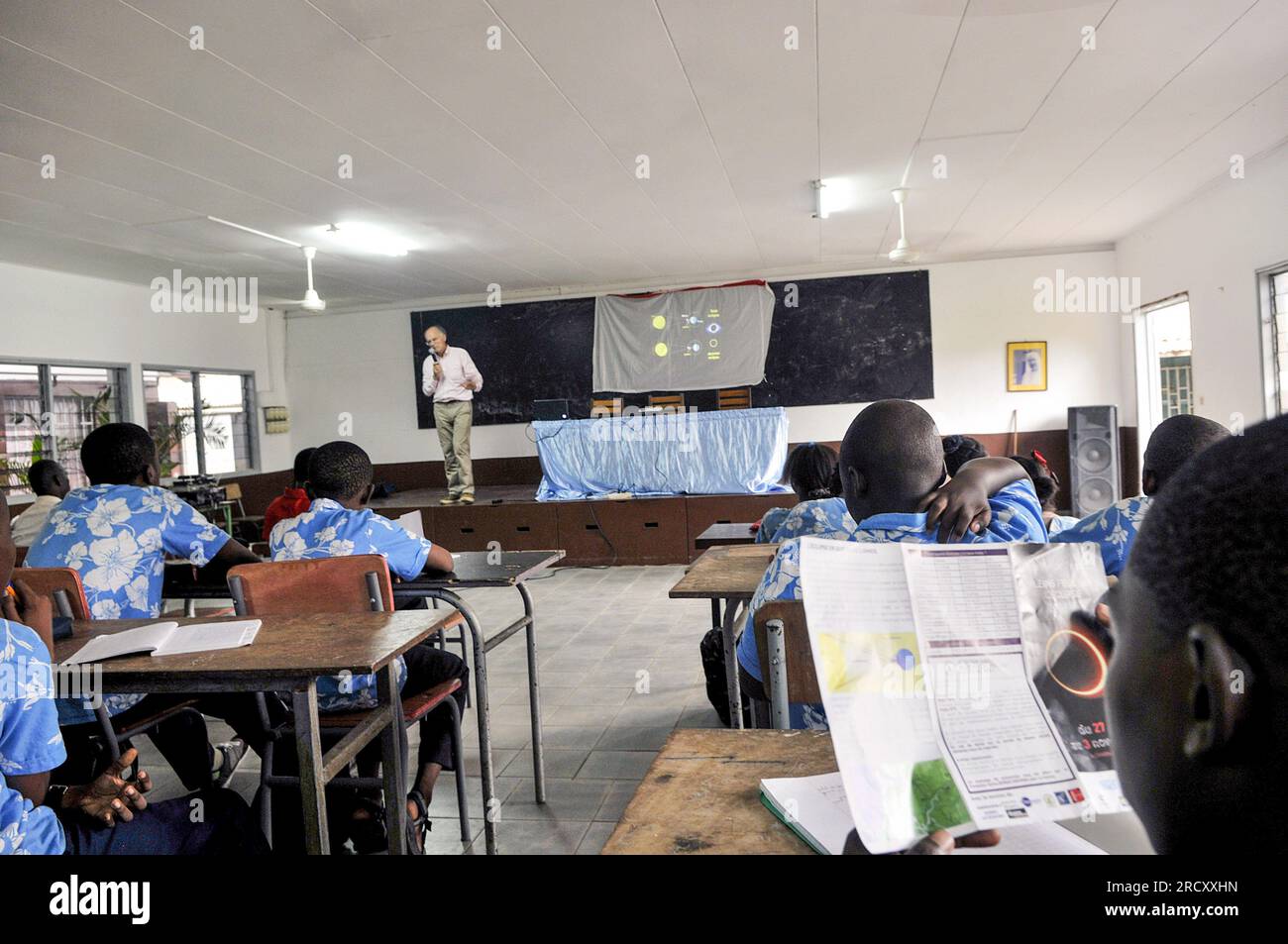 A French astrophysicist giving his presentation on the solar eclipse to ...
