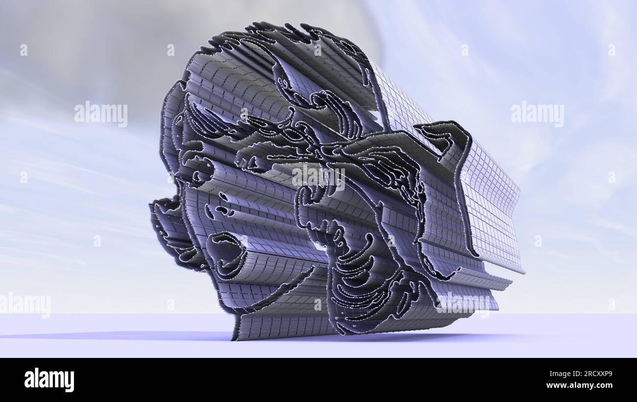 3D architectural illustrated representation of a woman's face ...