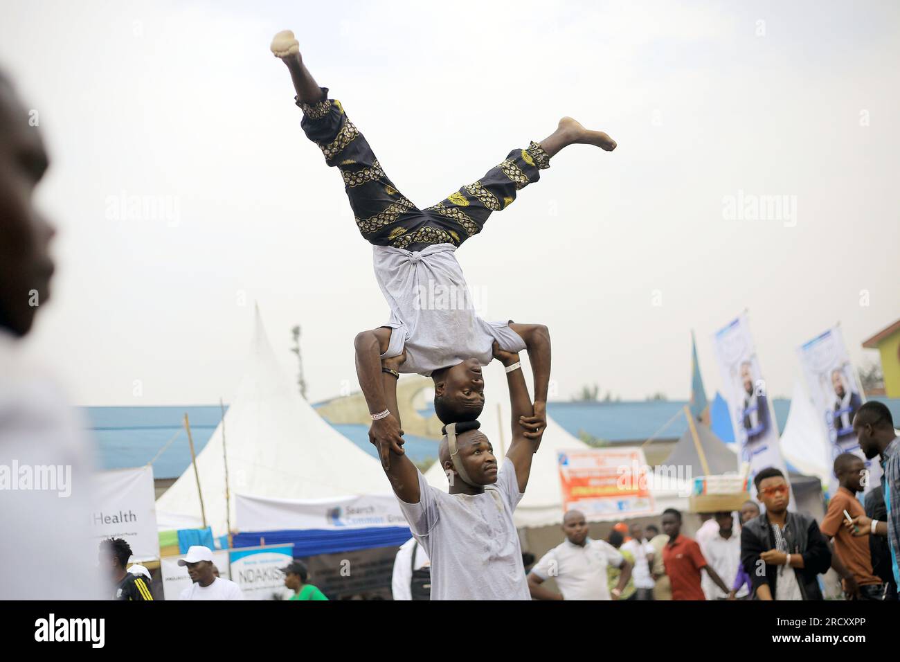 Acrobats performing at the Amani Festival, February 14, 2020 Goma ...
