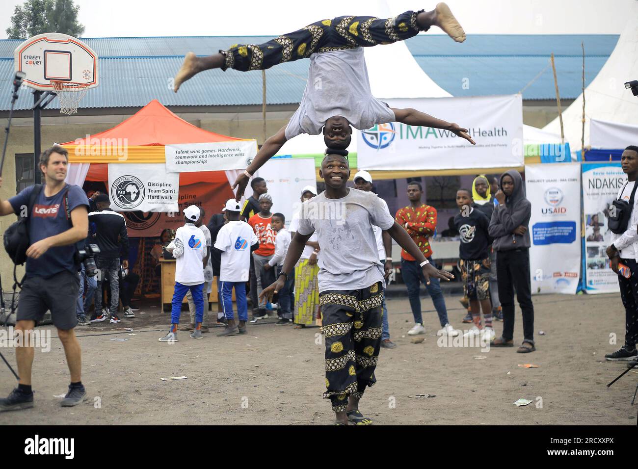 Acrobats performing at the Amani Festival, February 14, 2020 Goma ...