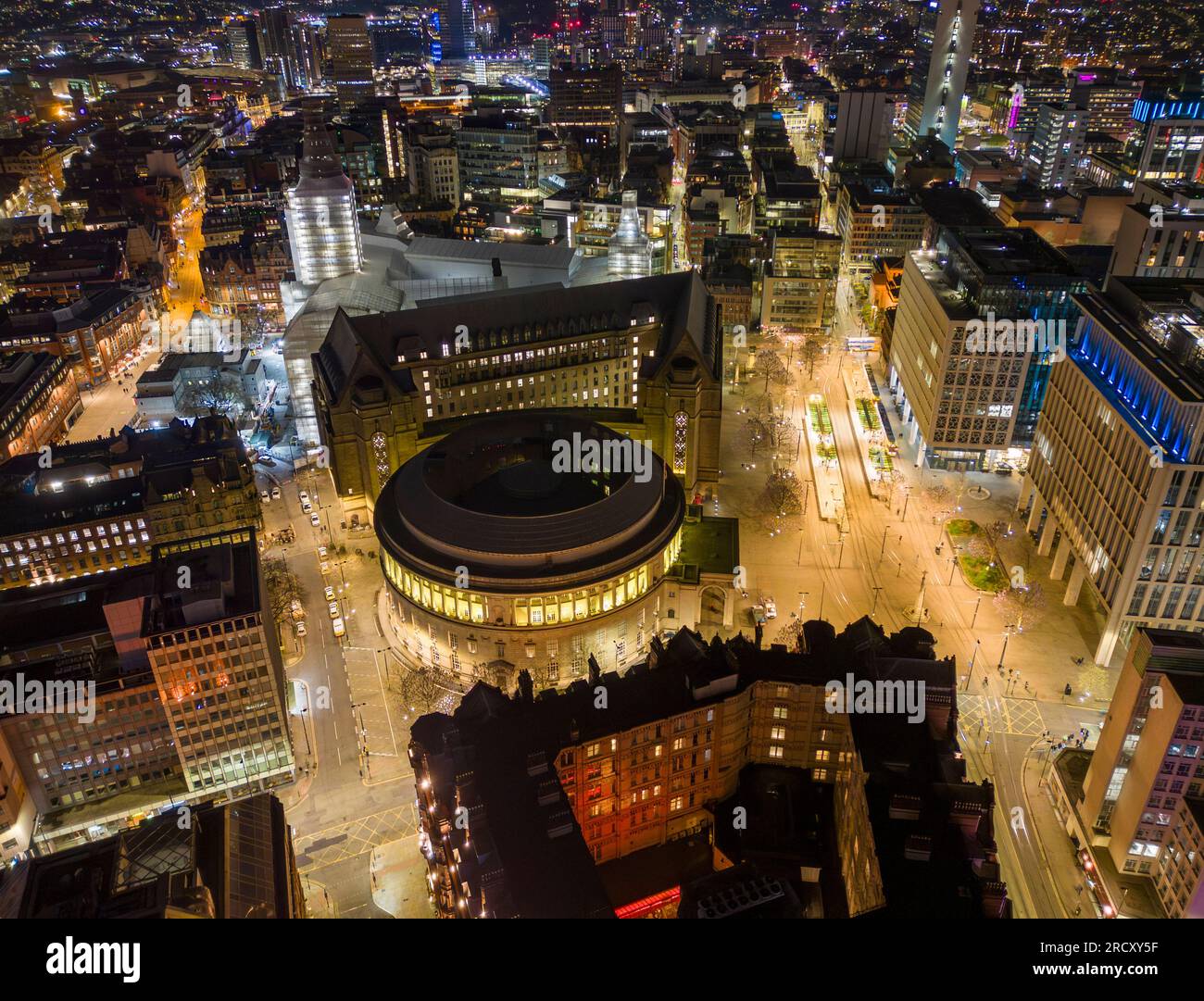 Manchester night time aerial hi-res stock photography and images - Alamy