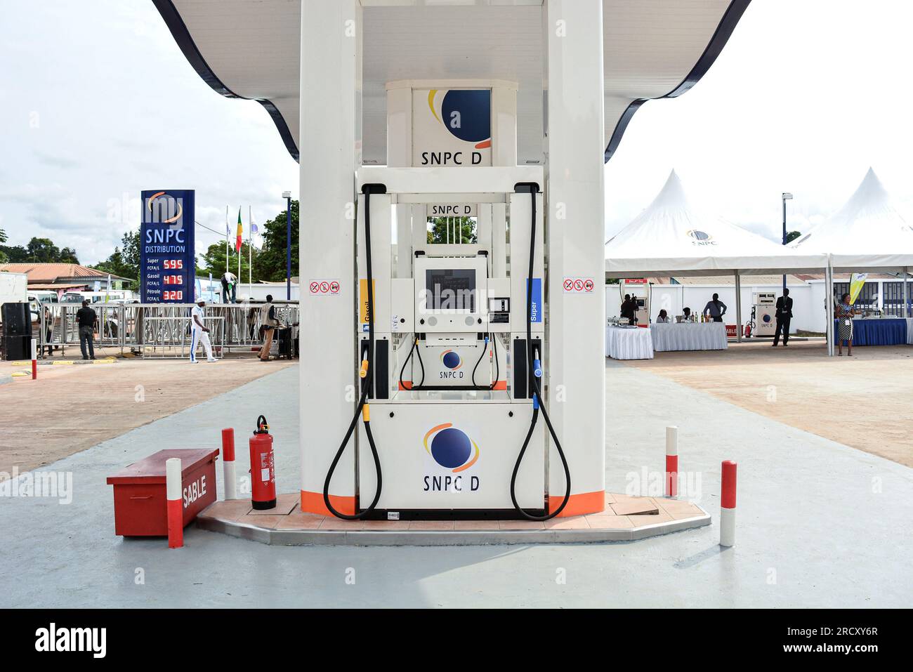 View of a service station of the Societe Nationale des Petroles du ...