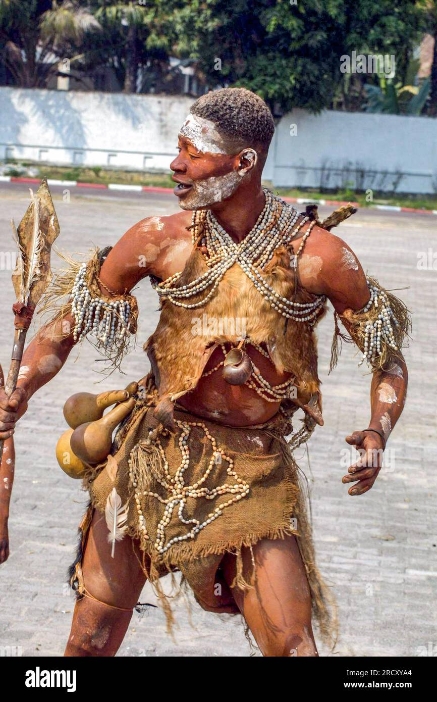 Congolese artist at a public performance in Kinshasa, 2004 Stock Photo ...