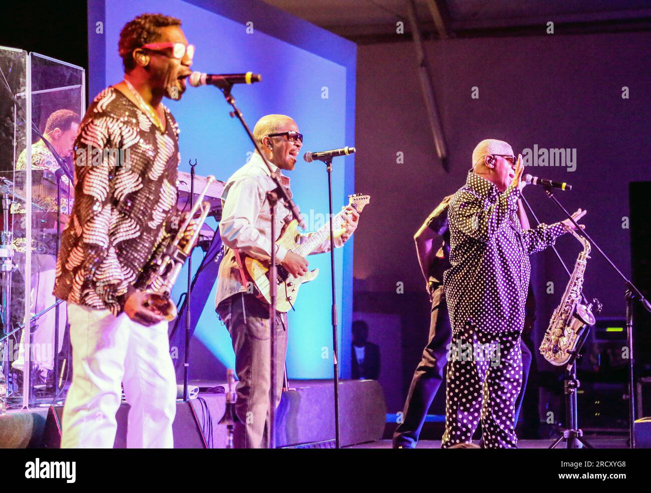 American band Kool and the Gang performs in Libreville on April 11 ...