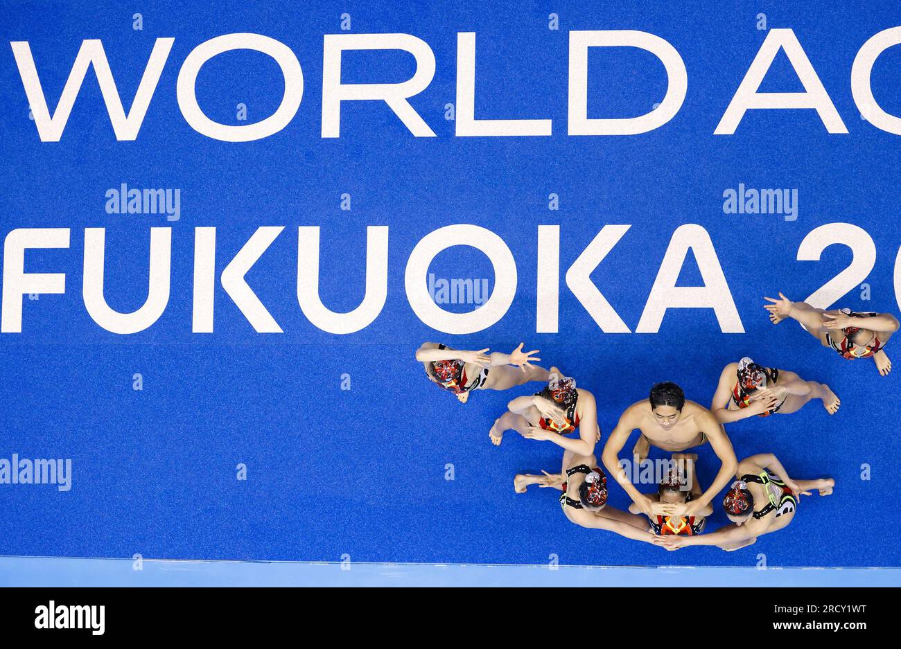 Fukuoka, Japan. 17th July, 2023. Japan artistic swimming team members ...