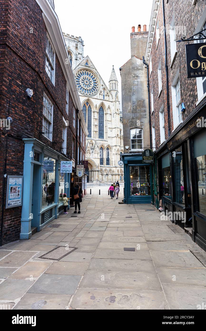 Historic street in York City, UK, England, York Minster, York, Minster ...