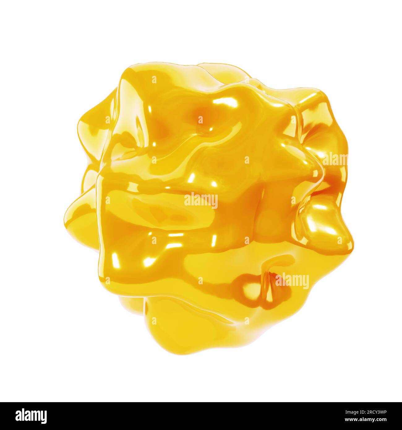 3d shape Abstract golden liquid with spherical element. realistic ...