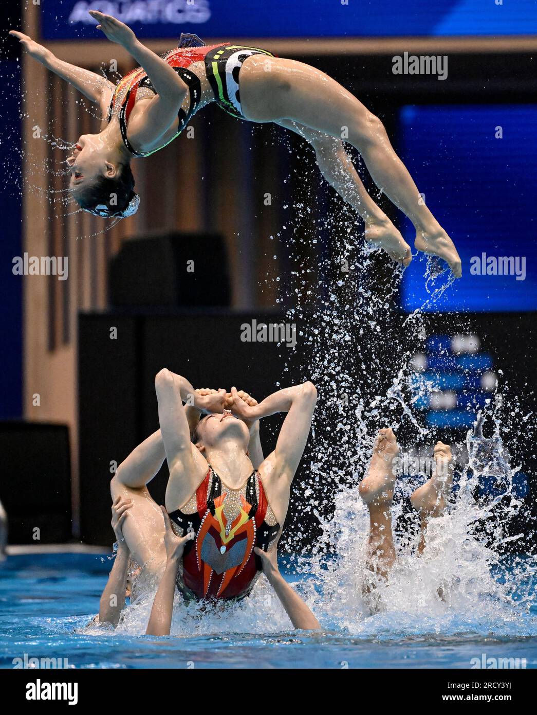 Fukuoka, Japan. 17th July, 2023. Athletes of team Japan compete in the ...