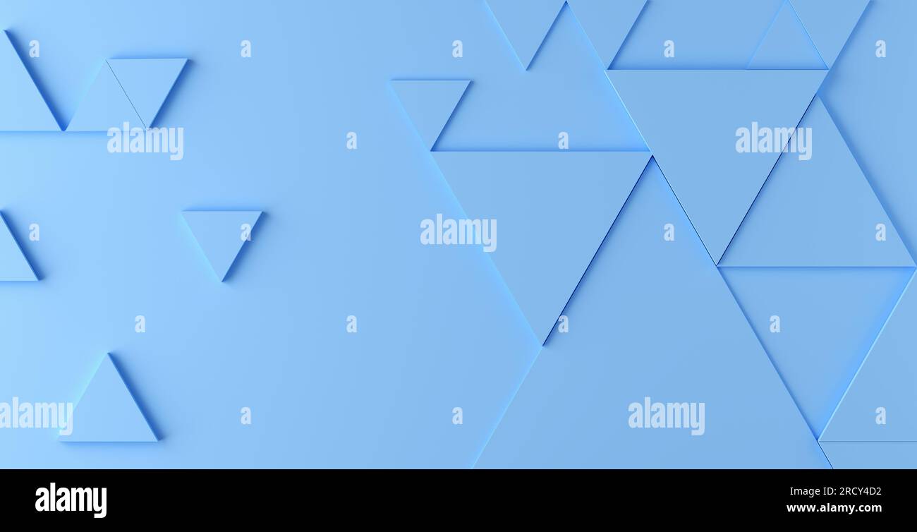 Abstract triangular embossed geometrical shapes on blue background ...