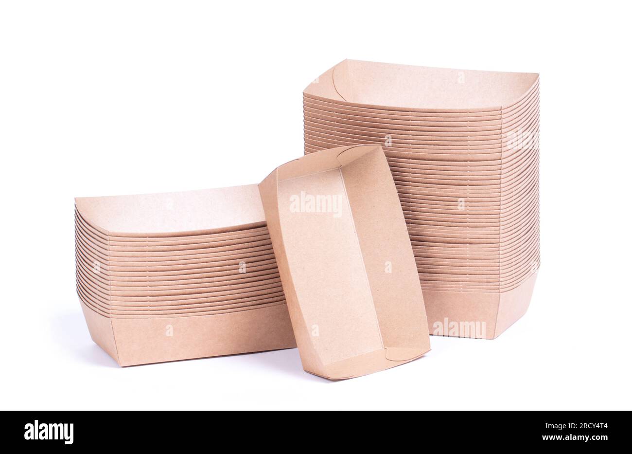 Recycled paper trays for snacks, isolated on a white background Stock ...