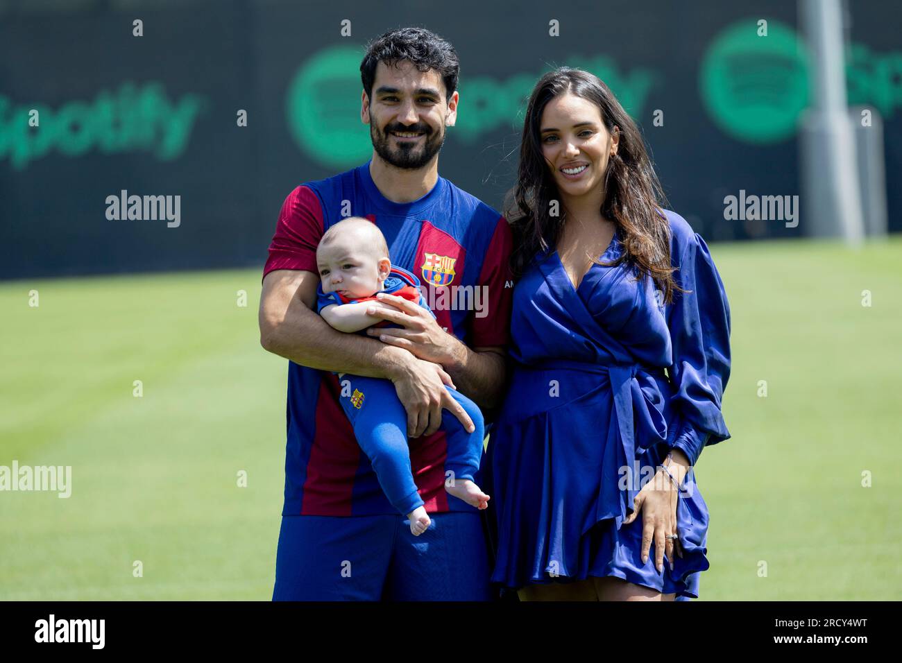 German midfielder Ilkay Gundogan, left, with his wife Sara Arfaoui and ...