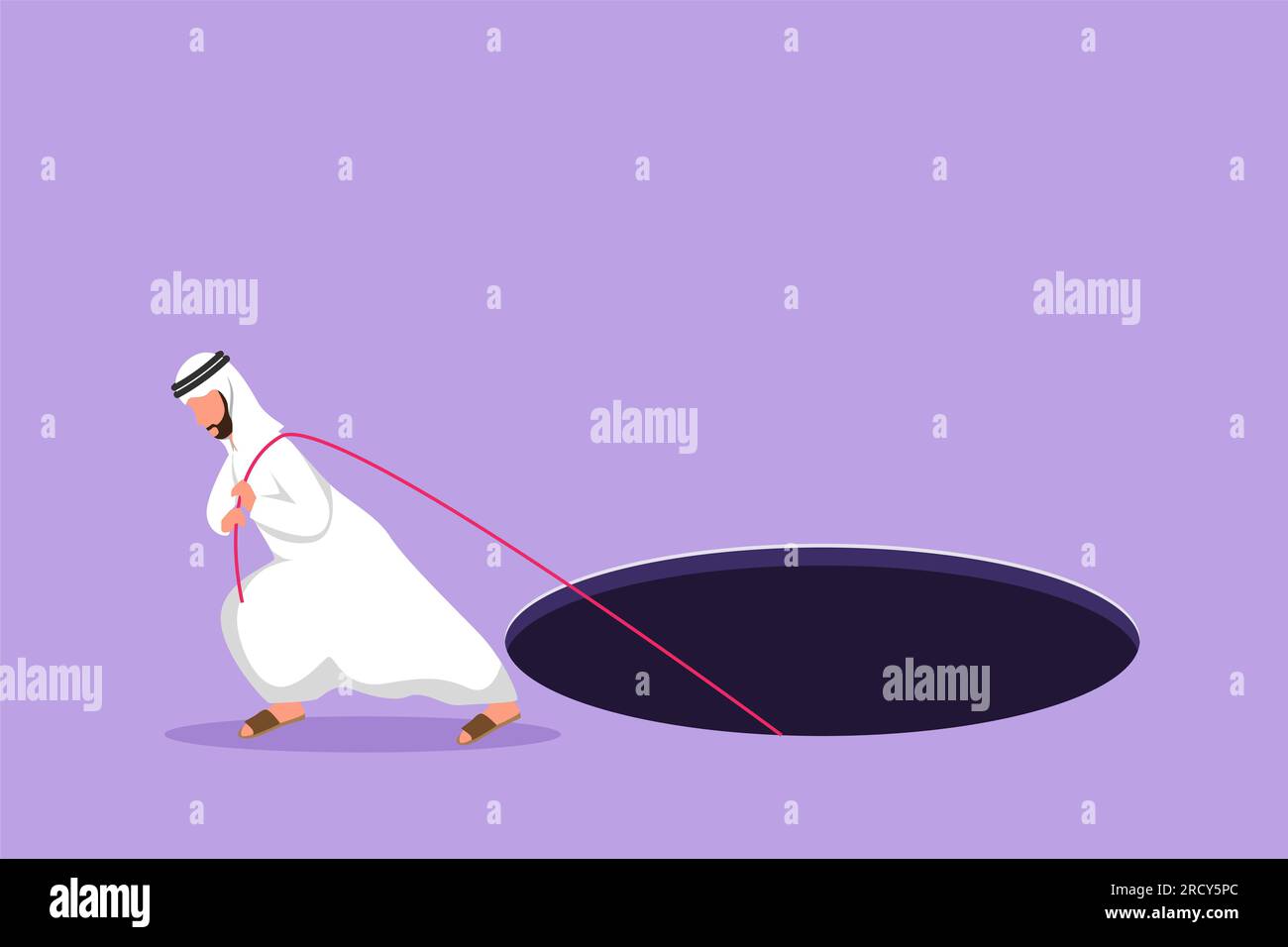 Graphic flat design drawing Arab businessman trying hard pulling rope ...