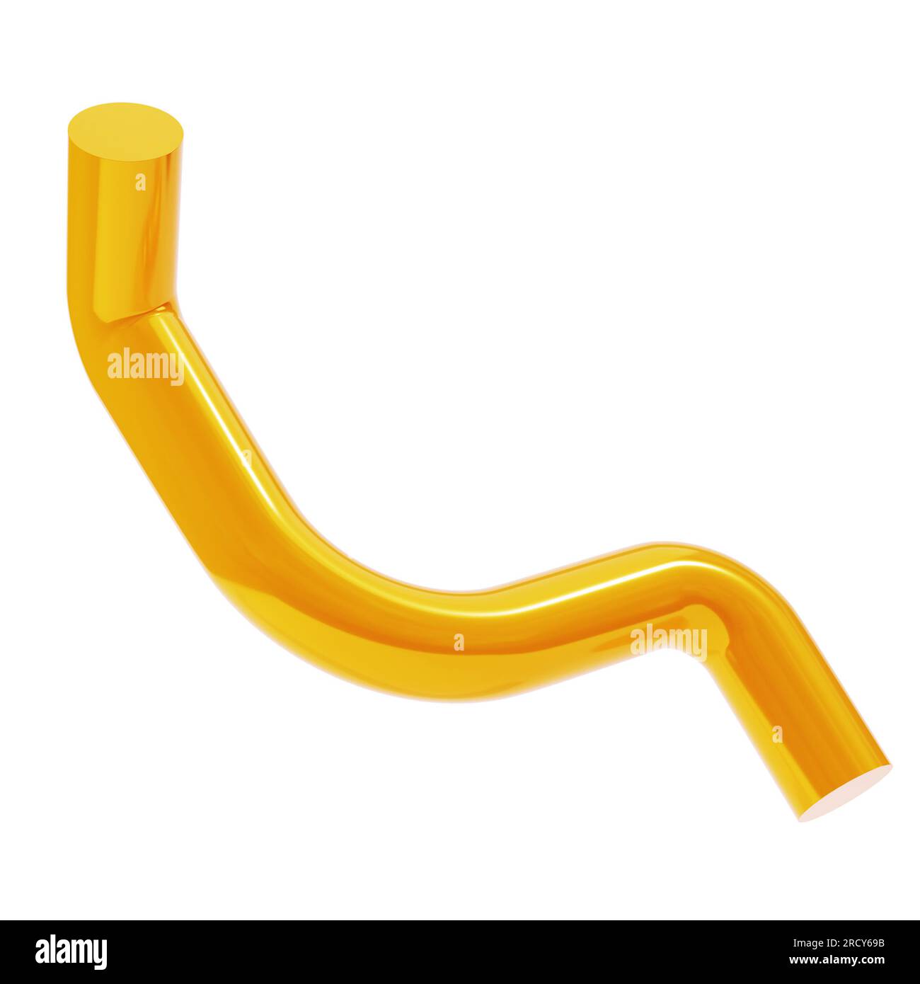 3d render shape abstract pipe gold metal geometric. Realistic glossy ...