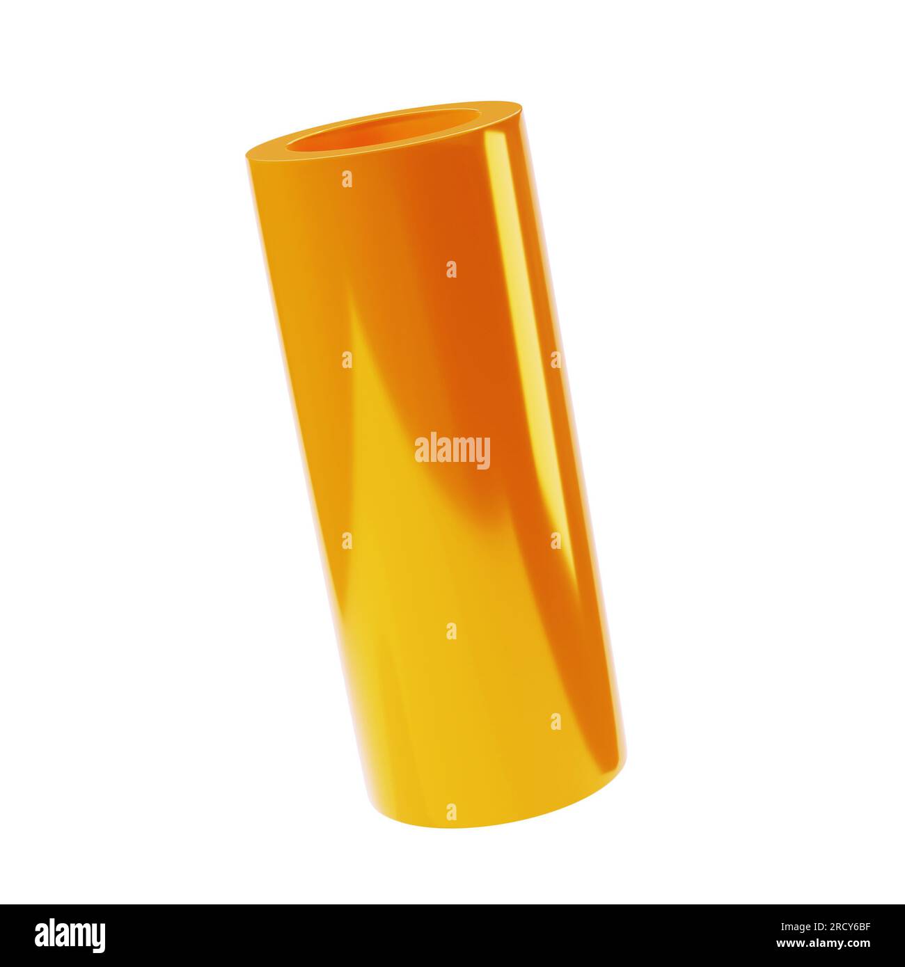 3d shape metallic golden pipe. Realistic geometric glossy gold template ...