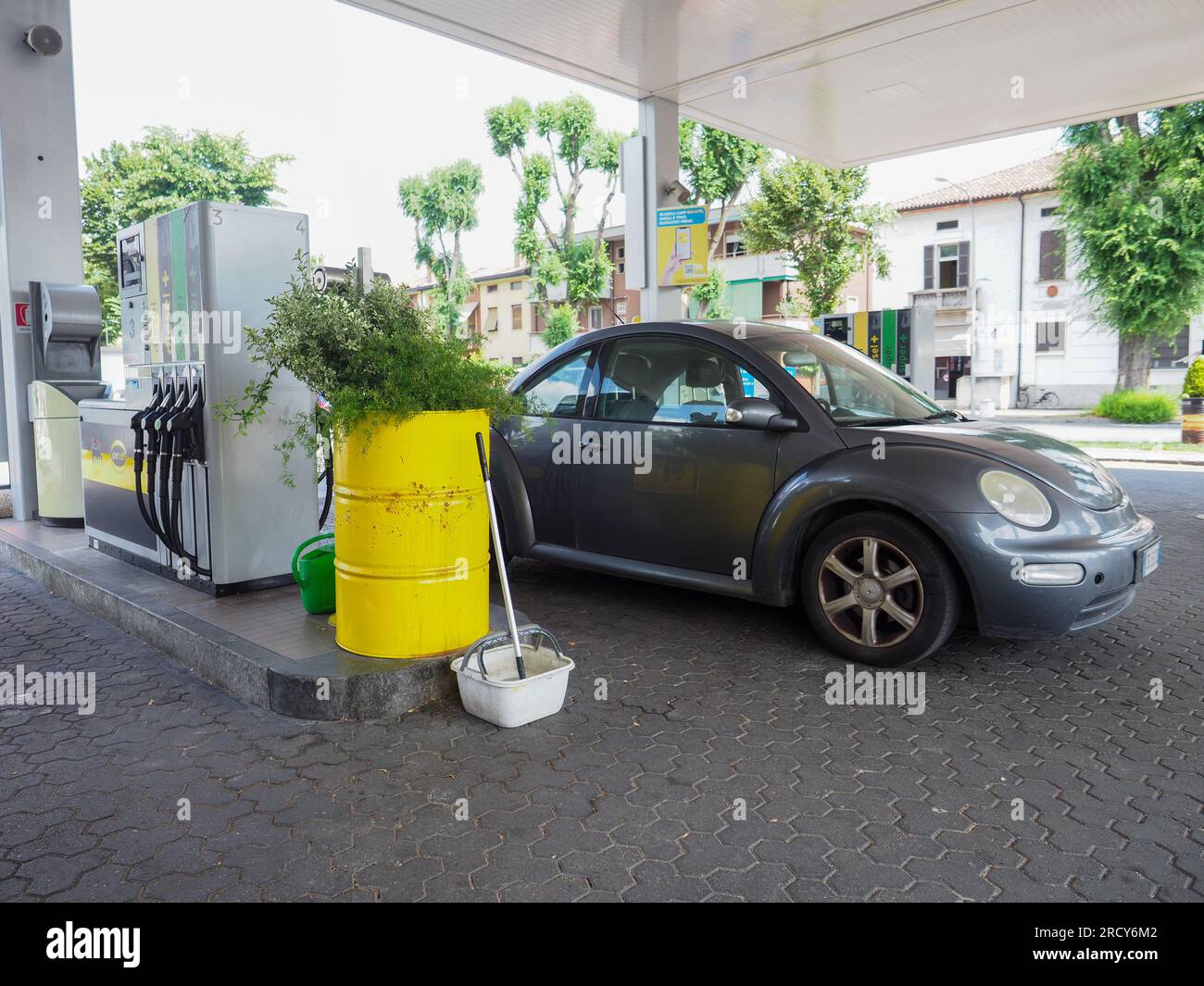 Cremona, Italy - July 3 20223 Self service modern fuel pump at Eni Agip ...