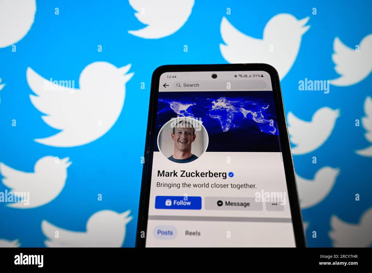 In this photo illustration META owner, Mark Zuckerberg's facebook ...