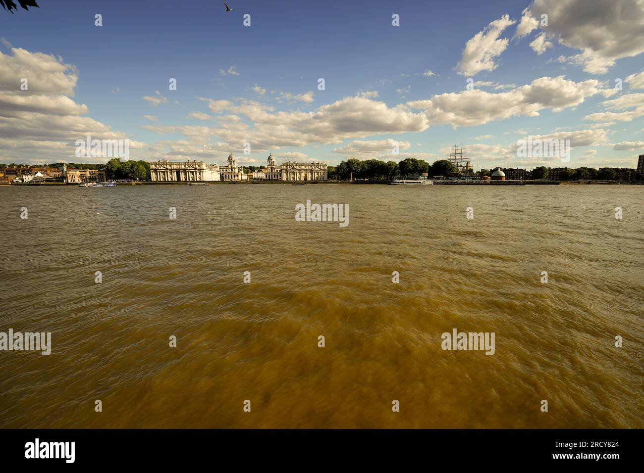Greenwich, London cityscape from the River Thames. This Royal London ...