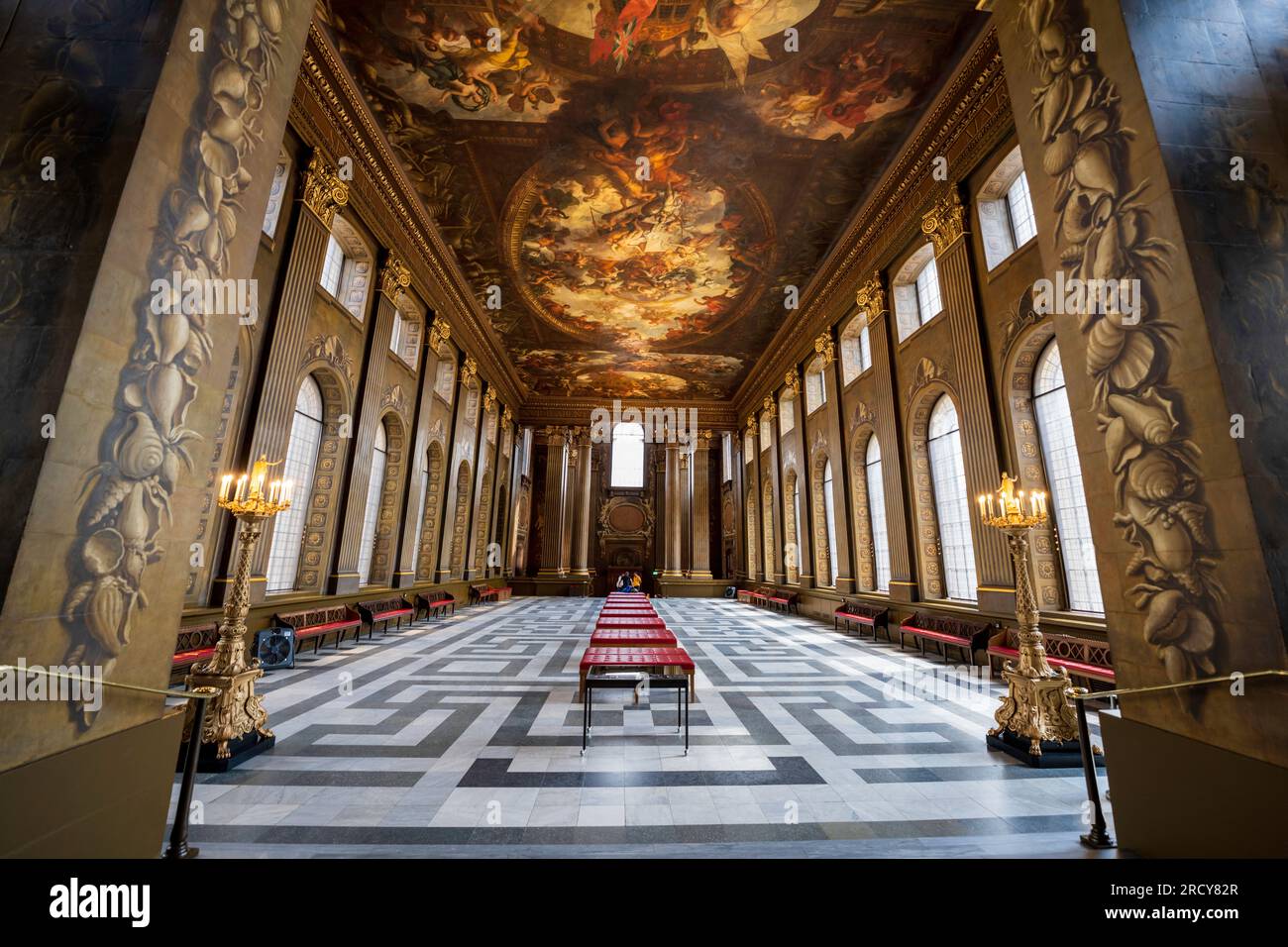 Old Royal Naval College Greenwich, London interior of the Painted Hall ...