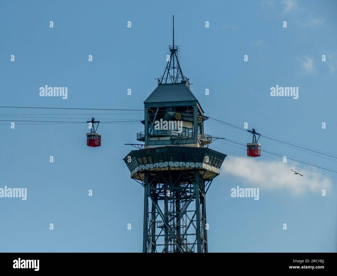 Port Cable Car Jaume I Tower teleferico Barcelona Spain Stock Photo - Alamy