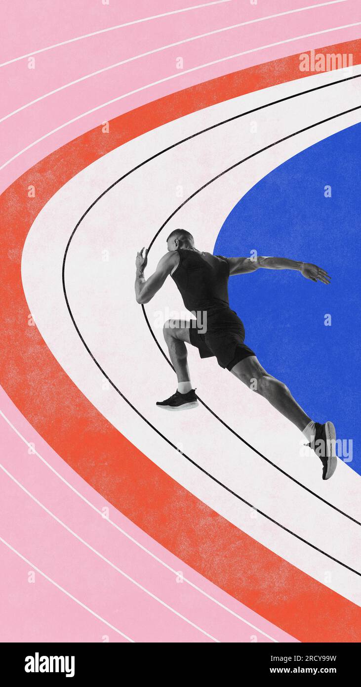 Contemporary art collage. Fast and competitive man,, professional ...