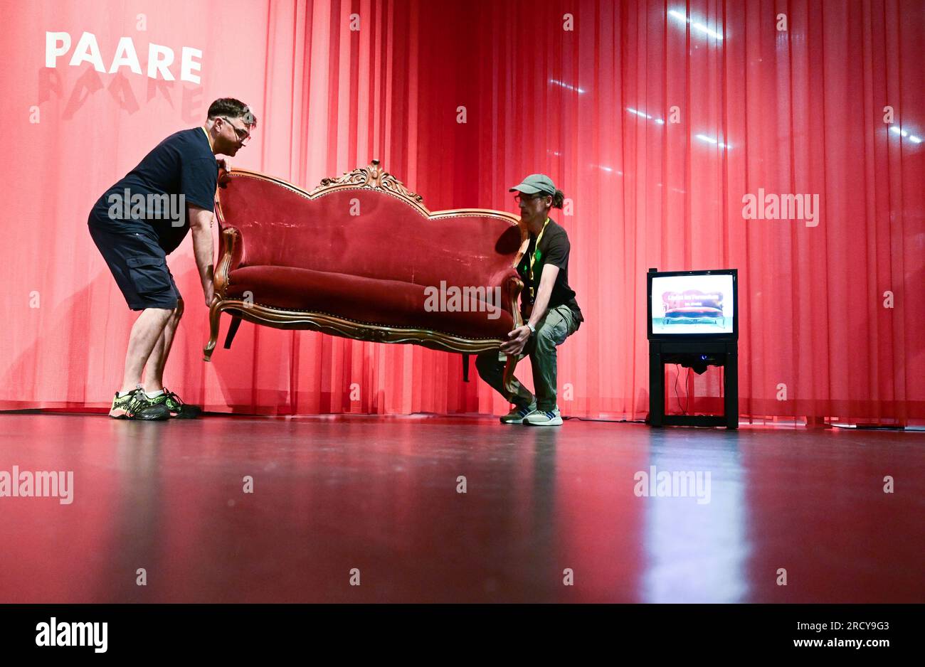 Stuttgart, Germany. 17th July, 2023. Two employees of the Haus der ...