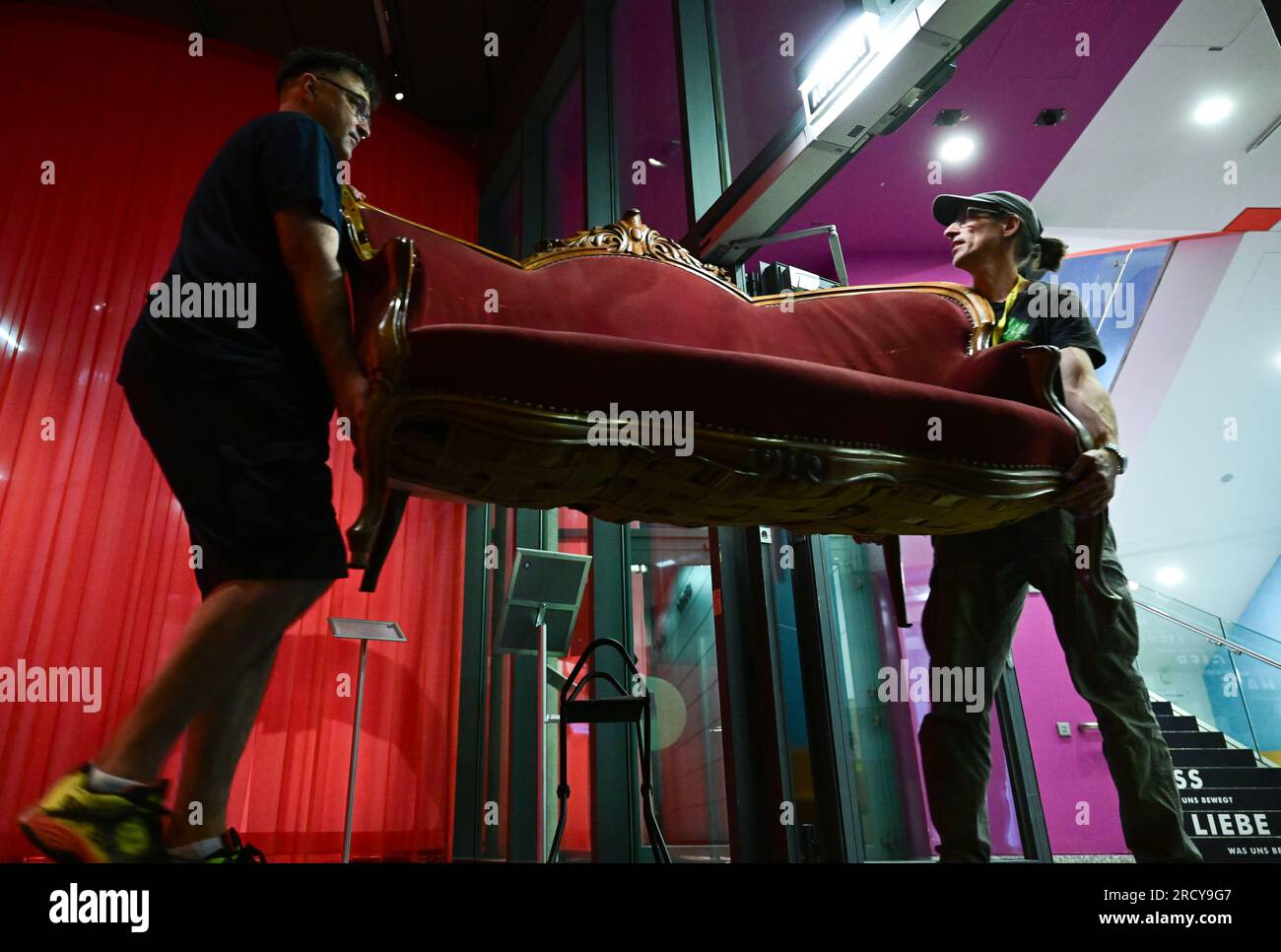 Stuttgart, Germany. 17th July, 2023. Two employees of the Haus der ...