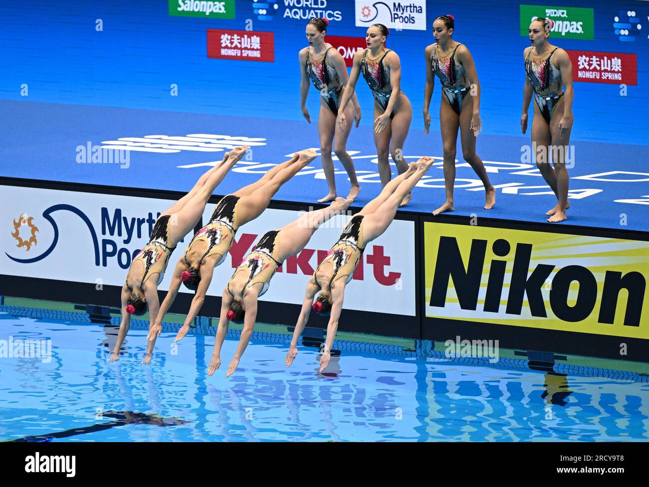 Fukuoka, Japan. 17th July, 2023. Team France perform during the mixed ...