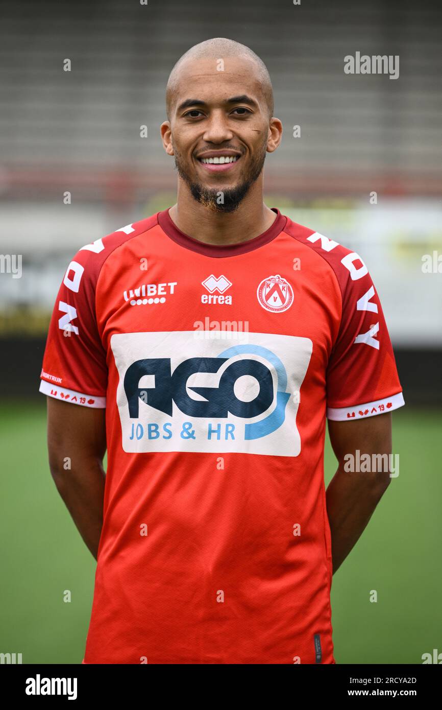 Kortrijk, Belgium. 17th July, 2023. Kortrijk's David Henen poses for a ...