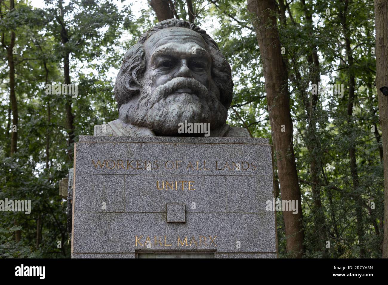 London, UK- 16 July 2023: Tomb of Karl Marx, Highgate East Cemetery, in ...