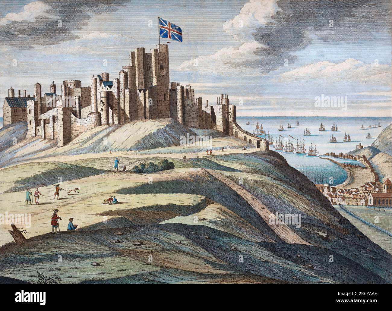 Dover Castle in the early 18th century. After a print by Henry Hulsberg ...