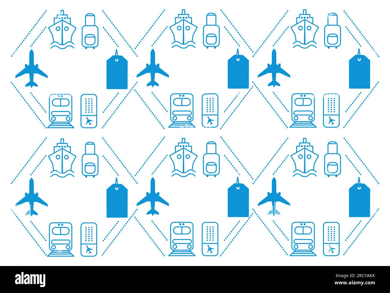 Transport Vehicles Seamless Pattern Illustration, Blue Line Art Boat ...