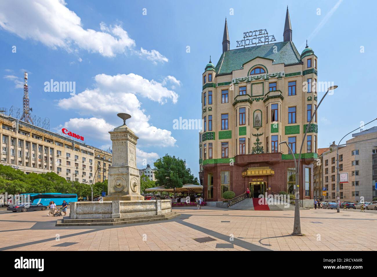 Belgrade, Serbia - June 19, 2023: Terazije Fountain in Front of Hotel ...